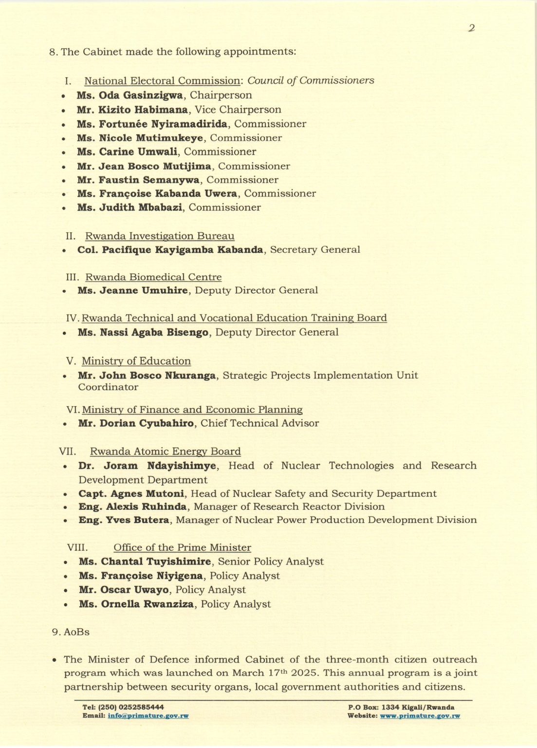 Col. Kayigamba appointed to head RIB - MKU Magazine